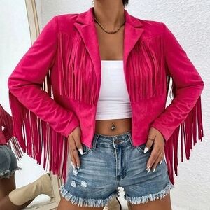 Jackets & Coats | New Chic Faux Suede Leather Fringe Western Jacket Hot ...